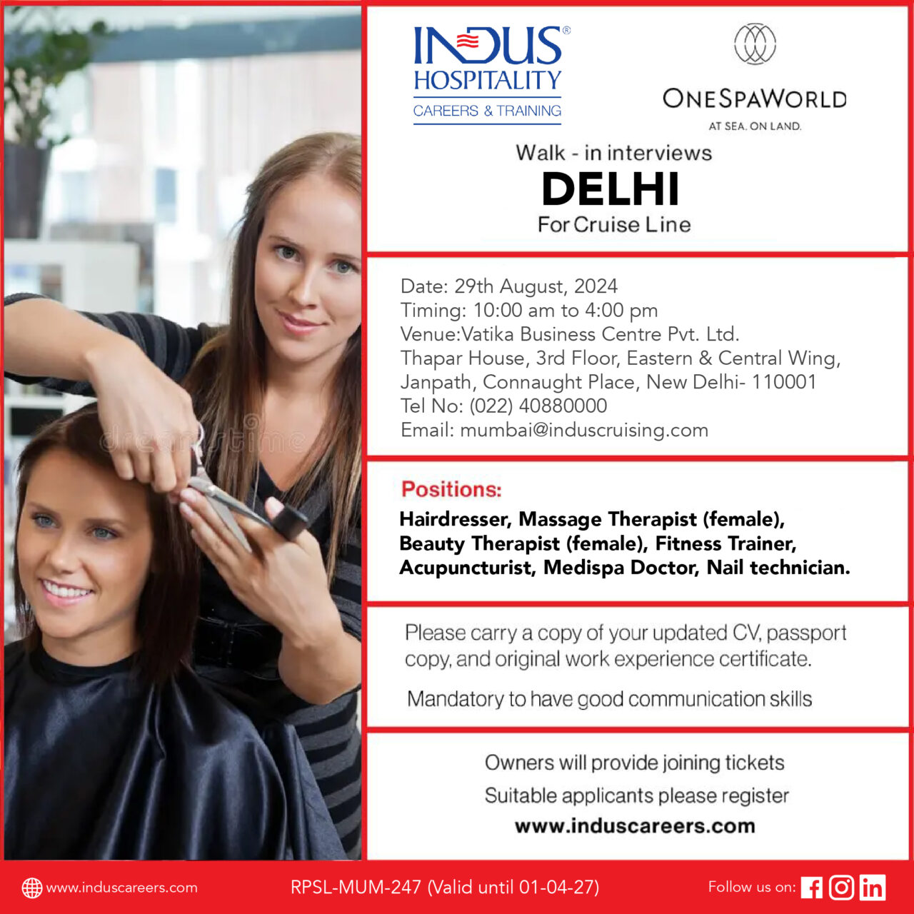 Walk-in Interviews At Mumbai on 28th June 2024 - Indus Hospitality ...